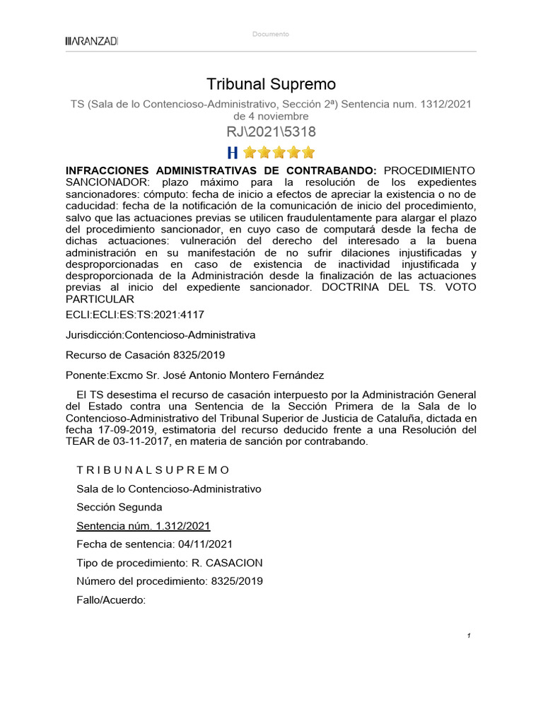 Jur_TS (Sala de lo Contencioso-Administrativo, Seccion 2a) Sentencia num. 1312-2021 de 4_RJ_2021 ...