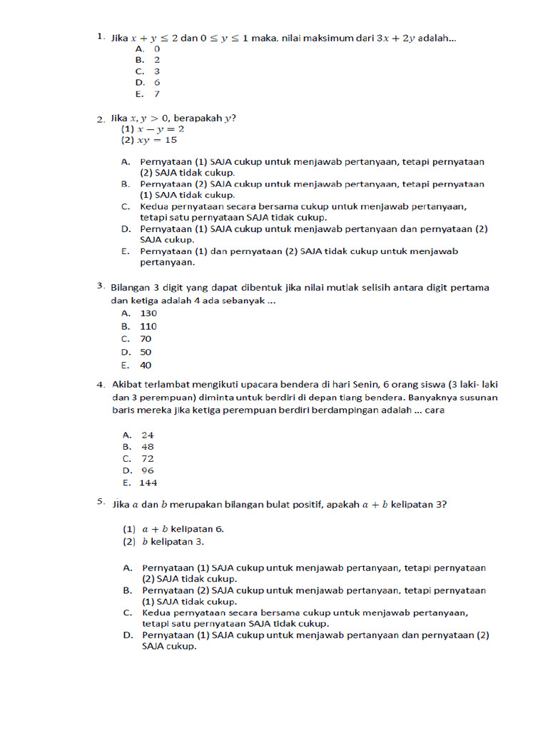 Latihan Soal PK SNBT 2024 | PDF