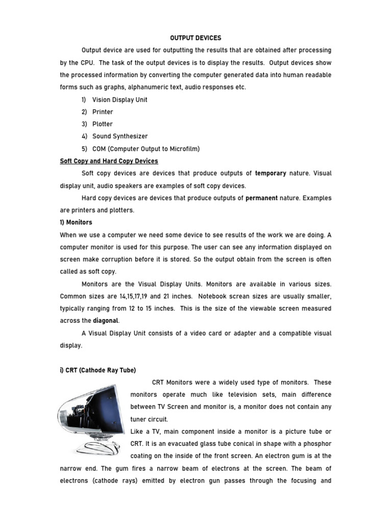 OUTPUT DEVICES For Pgdca | PDF | Printer (Computing) | Liquid Crystal Display