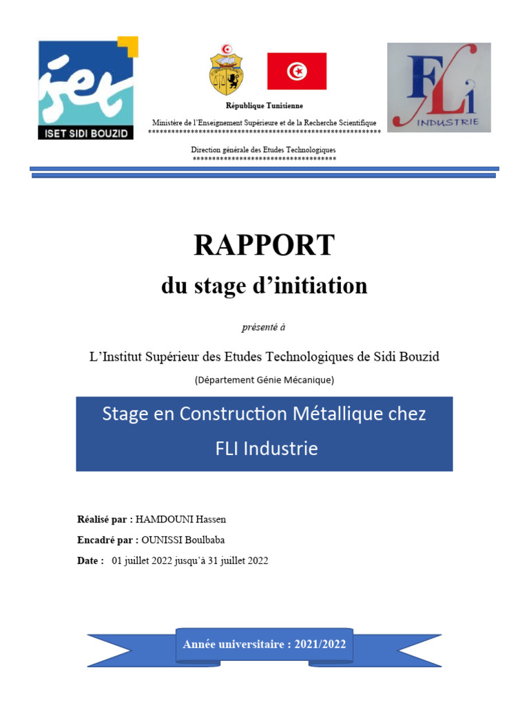 Rapport de stage chez FLI Industrie | PDF | Soudage | Construction