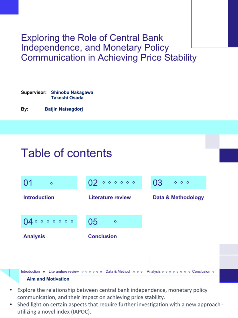 2 Exploring The Role of Central Bank Independence, and Monetary Policy ...