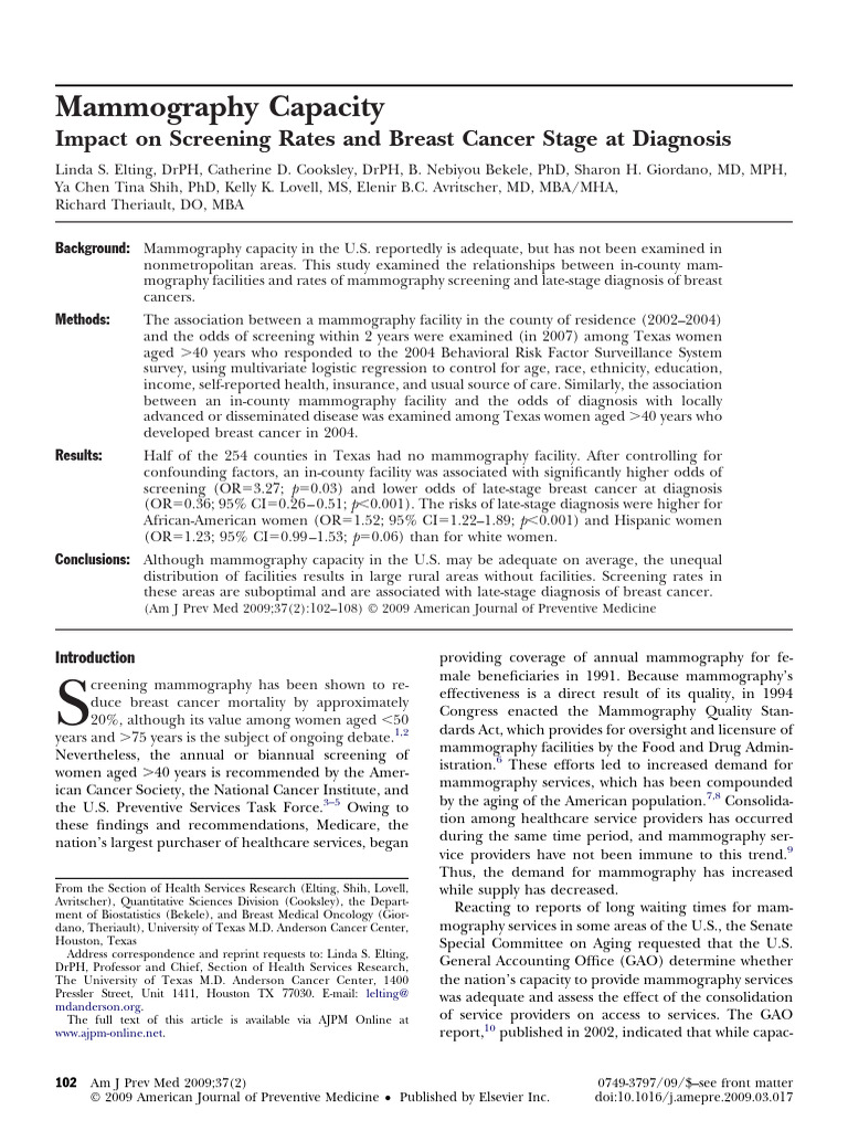 Mammography-Capacity 2009 Amepre | PDF | Mammography | Neoplasms
