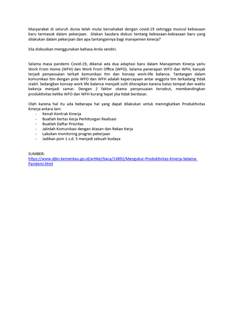 Diskusi 1 - Manajemen Kinerja | PDF | Bisnis