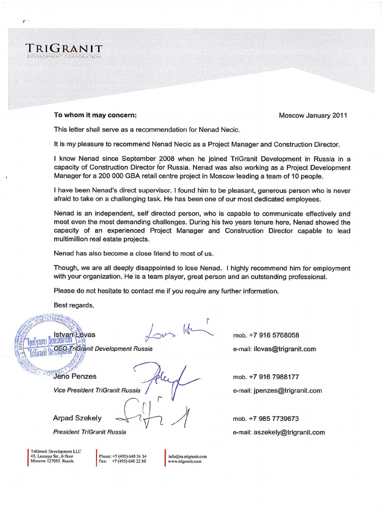 Recom Letter TriGranit N Necic | PDF