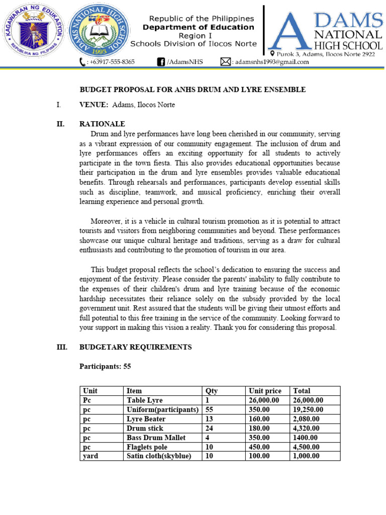 Drum and Lyre Ensemble Proposal | PDF | Sports