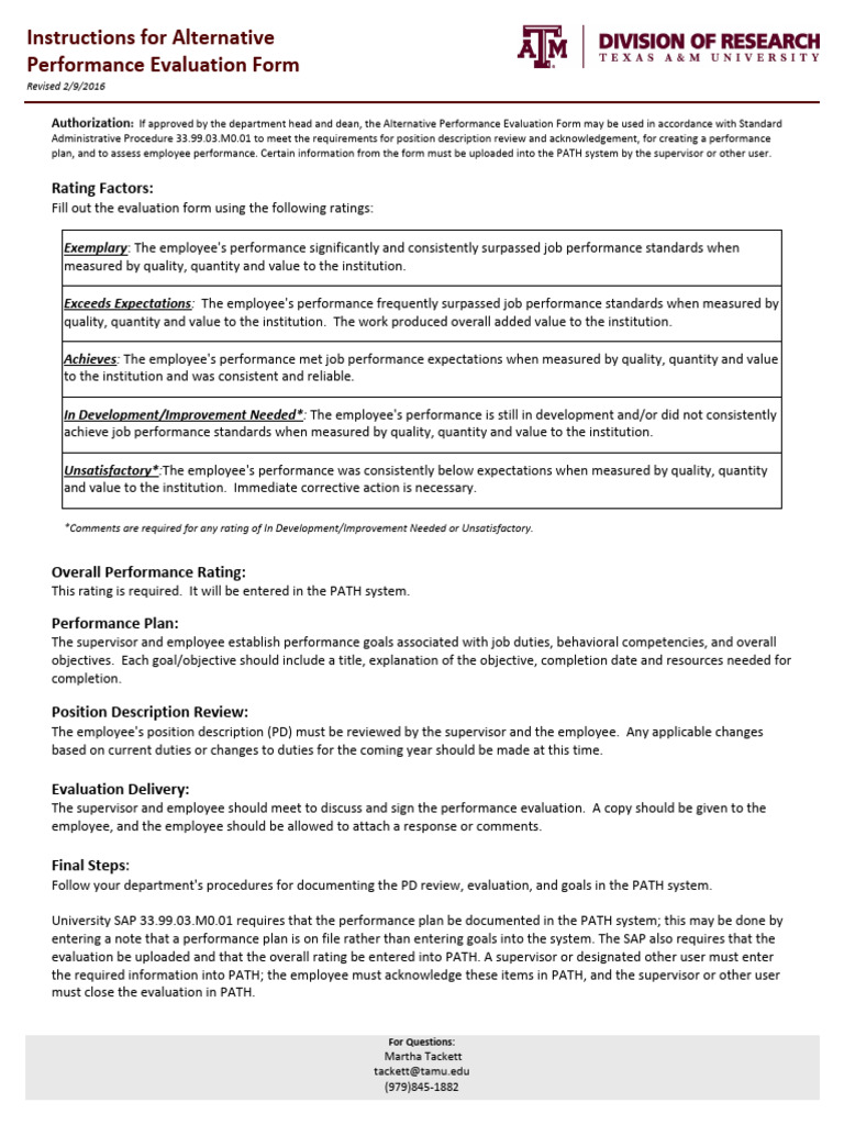 Alternative Performance Evaluation Form | PDF | Performance Appraisal ...