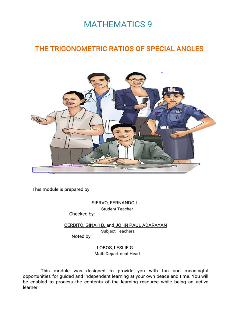 Trigonometric Ratios of Special Angles | PDF | Triangle | Euclidean Plane Geometry