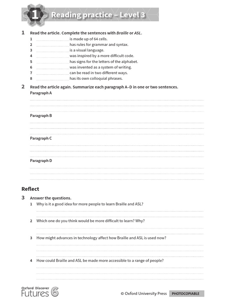 Reading Practice - Level 3: Read The Article. Complete The Sentences ...
