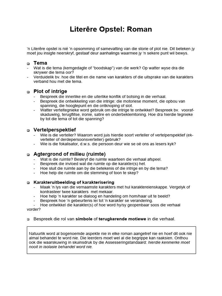 Literêre Opstel-Riglyne | PDF