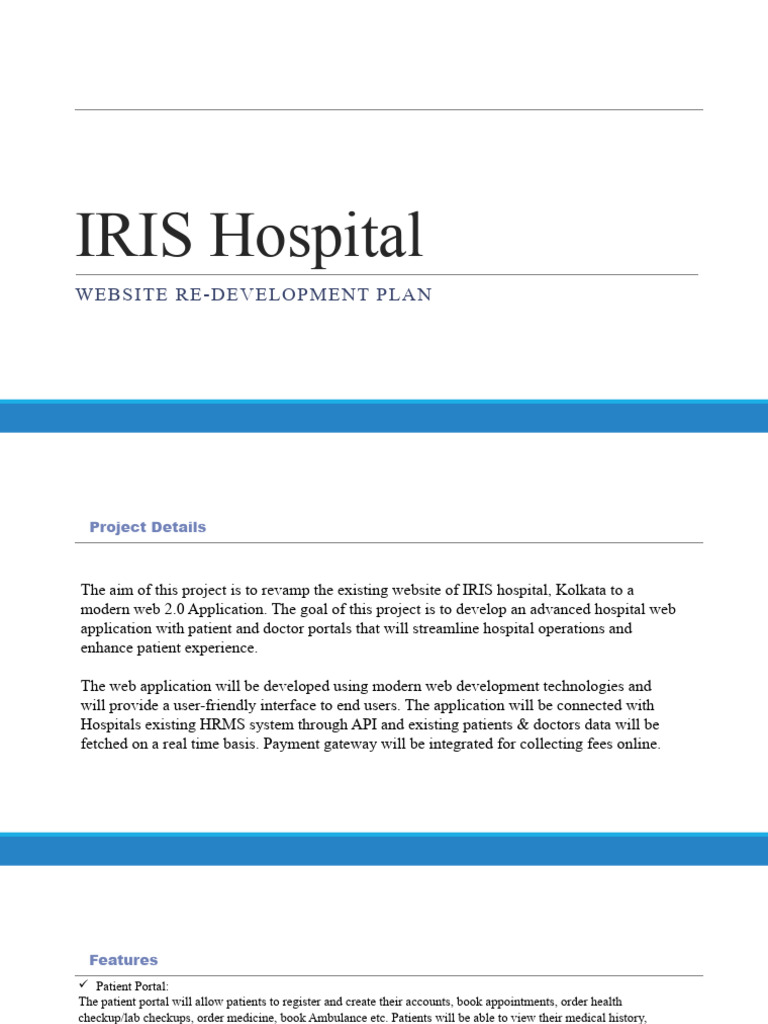 IRIS Hospital Webportal Developmentplan | PDF | Patient | Health Care
