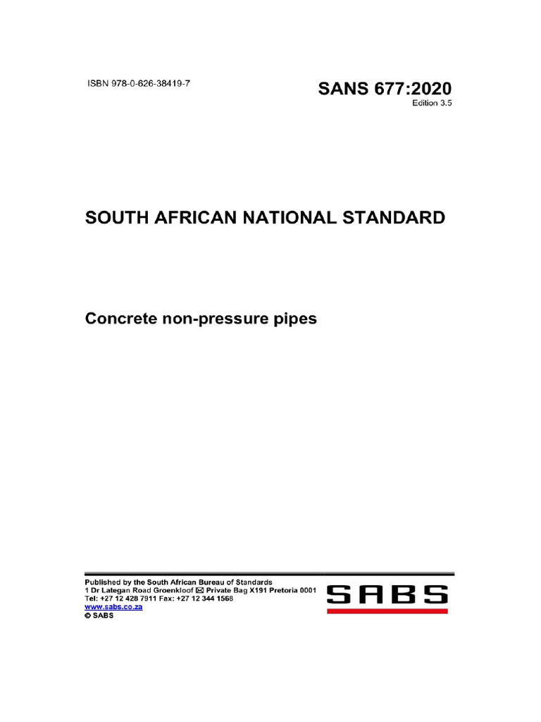 SANS 677 - 2020 Concrete Non-Pressure Pipes | PDF