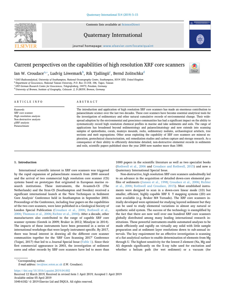 Current Perspectives On The Capabilities of High Resolution XRF Core ...