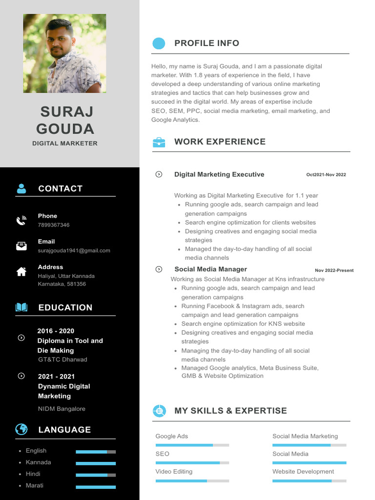 Suraj Gowda Resume | PDF | Digital Marketing | Search Engine Optimization