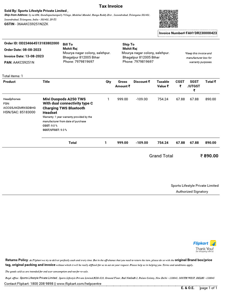 Mivi Invoice | PDF | Taxes | Government Finances