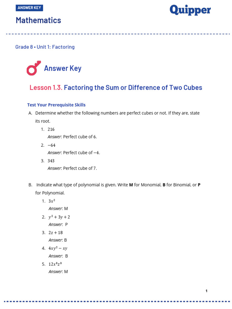 ME Math 8 Q1 0103 AK | PDF | Factorization | Abstract Algebra