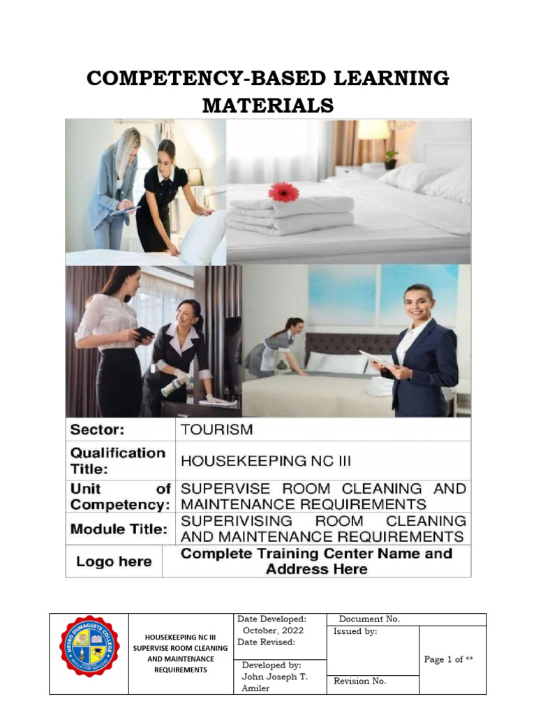 CBLM Hkop21 Core 1 | PDF | Occupational Safety And Health | Housekeeping