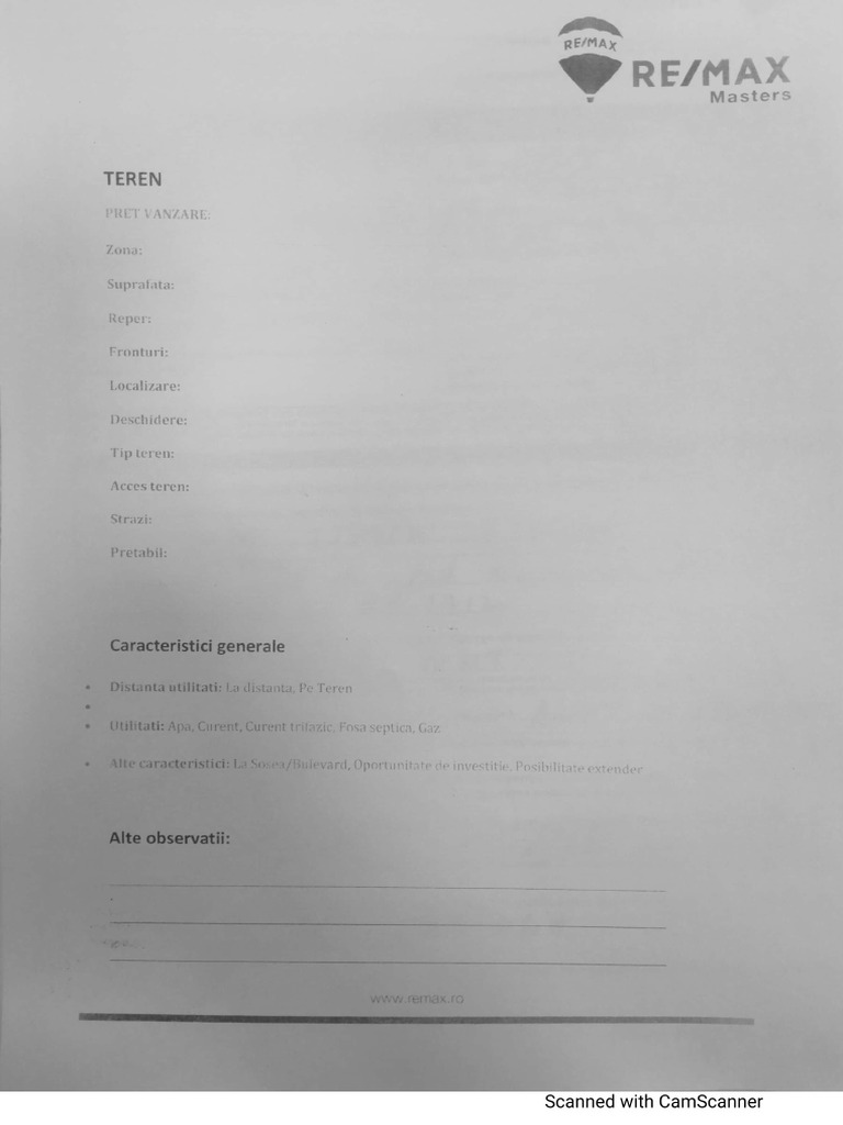 Formular Prelistare Teren | PDF