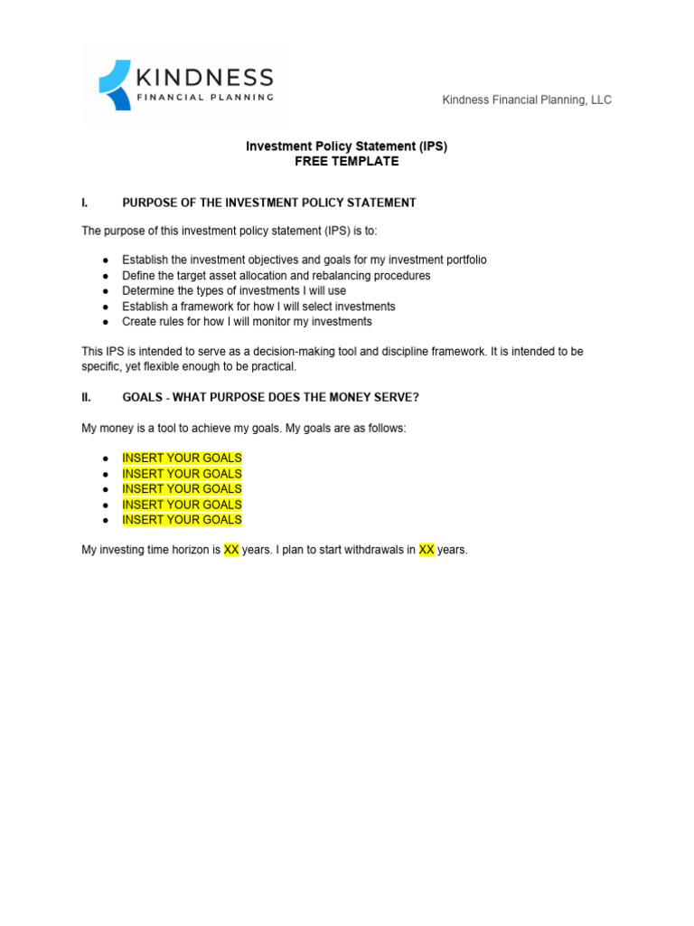 Investment Policy Statement Free Template v2 | PDF | Asset Allocation ...