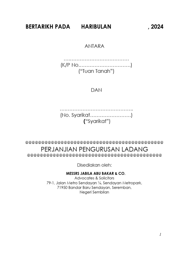 Perjanjian Urus Ladang | PDF | Hukum Perjanjian Urus Ladang | PDF | Hukum