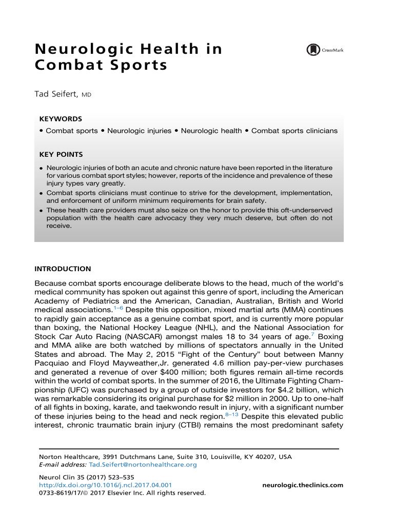 Neurologic Health in Combat Sport by Tad Seifert | PDF | Traumatic ...