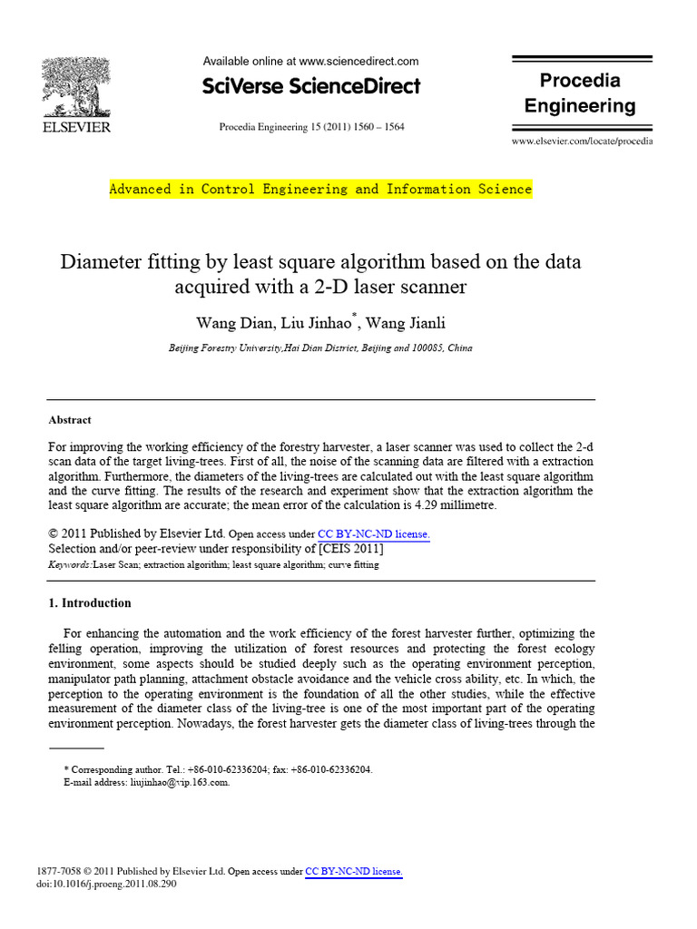 Diameter_Fitting_by_Least_Square_Algorithm_Based_o | PDF | Image Scanner | Angle