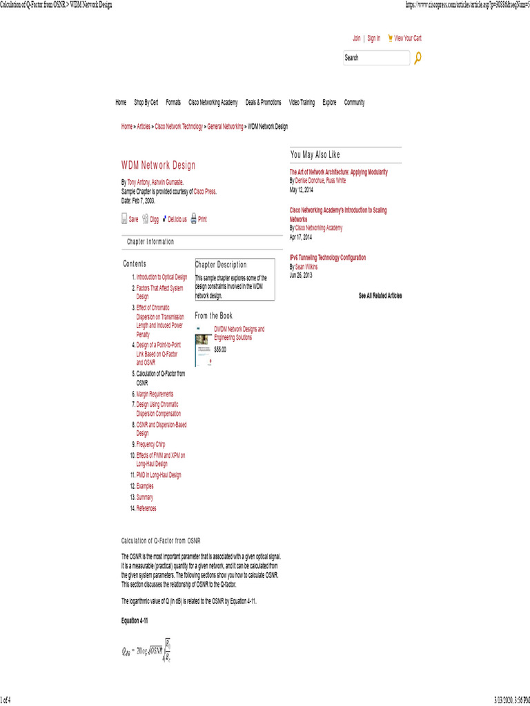 Calculation of Q-Factor From OSNR - WDM Network Design | PDF ...