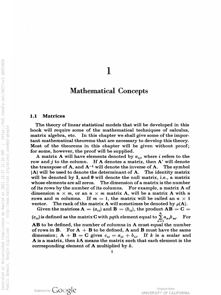 Graybill-intro | PDF | Matrix (Mathematics) | Determinant