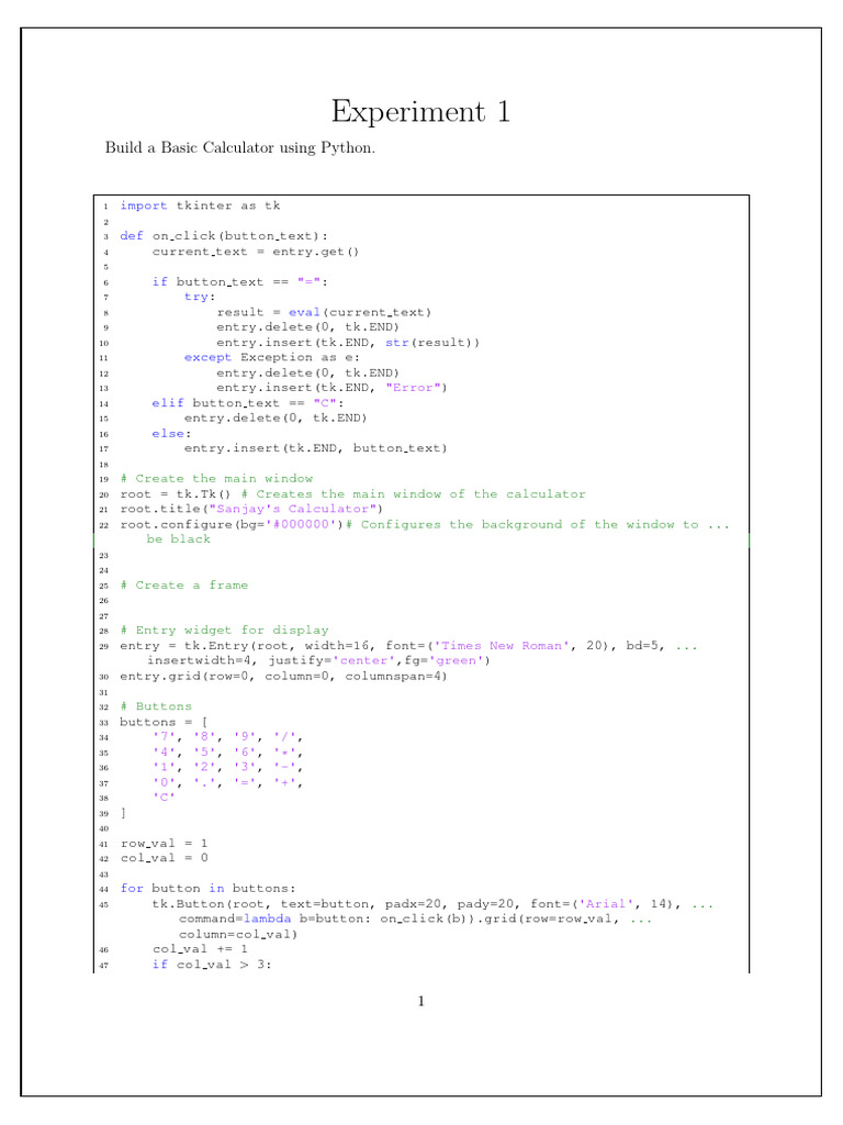 1- Basic Calculator | PDF