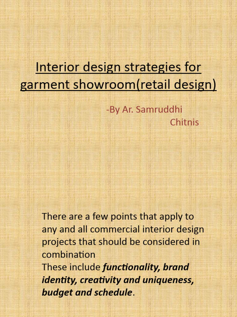 Interior Design Strategies for Garment Showroom(Retail Design) | PDF ...