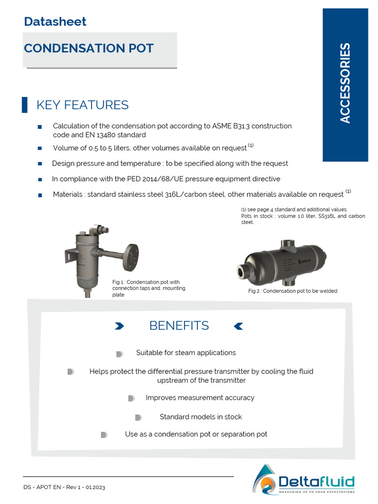 Ds Condensation Pot en Rev1 Jan2023 | PDF | Pipe (Fluid Conveyance ...