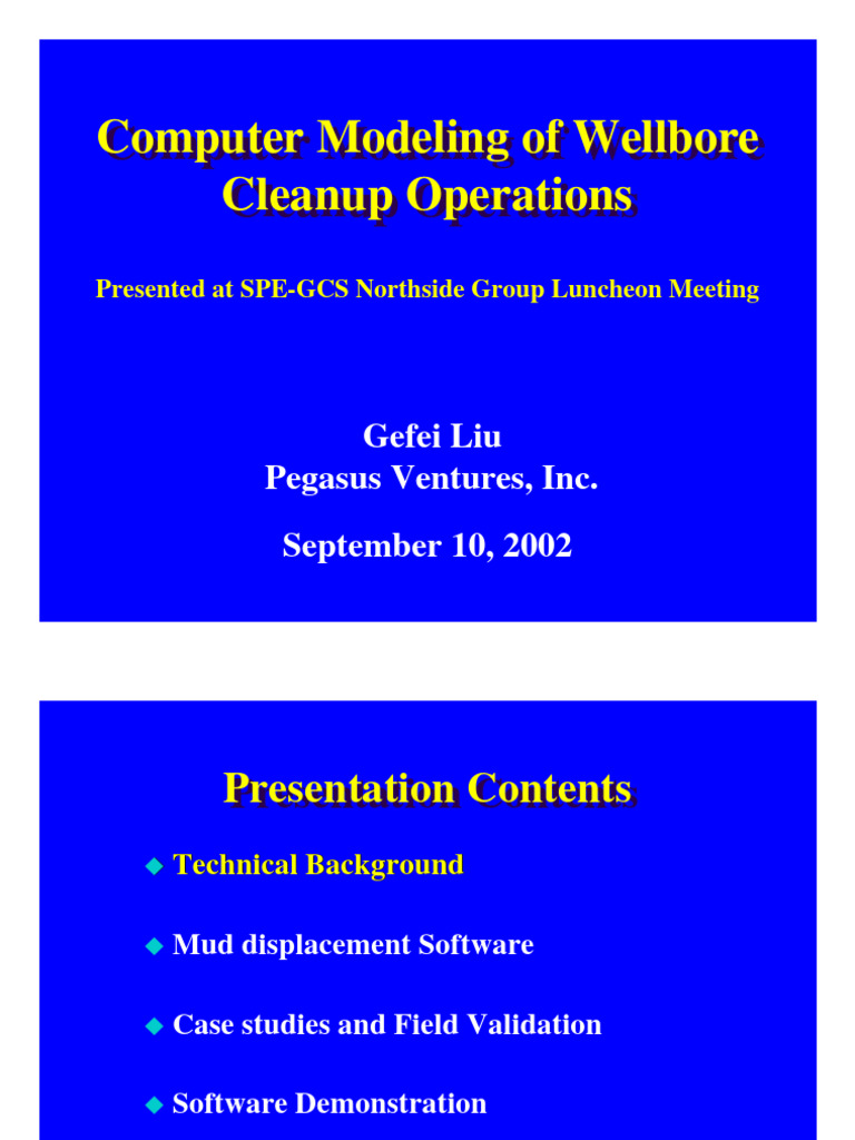 Computer Modeling of Wellbore Cleanup Operations | PDF | Fluid Dynamics | Pump