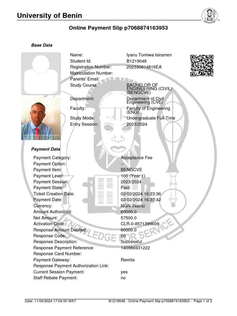 Acceptance Fee Receipt | PDF | Payments | Money