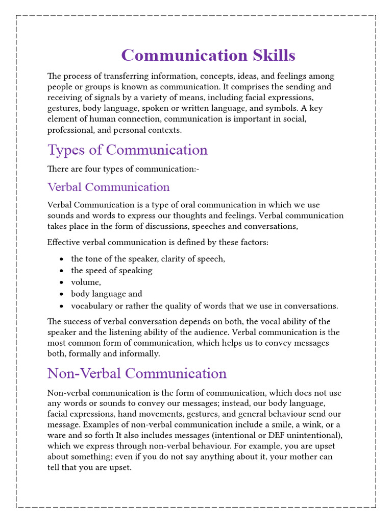 Communication Skills | Download Free PDF | Communication | Nonverbal ...