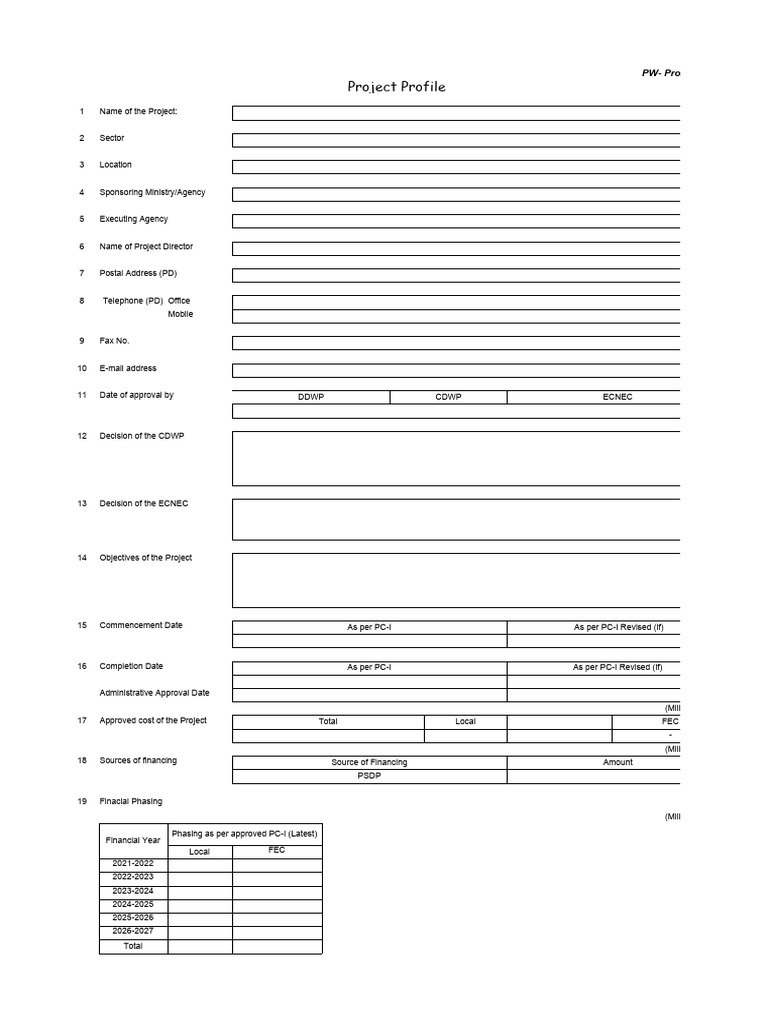 Project Profile Overview - PW-002 | PDF