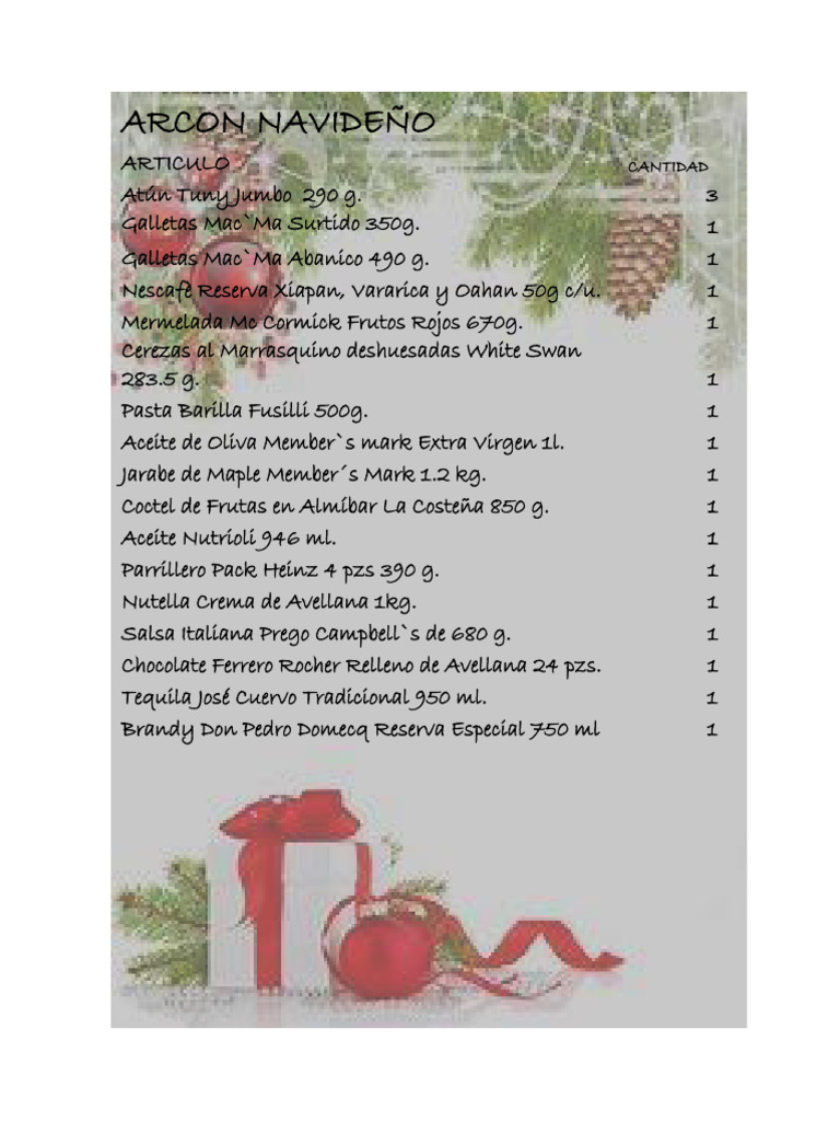Contenido del Arcón Navideño | PDF