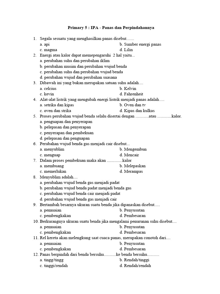 Primary 5 - IPA - Panas Dan Perpindahannya | PDF