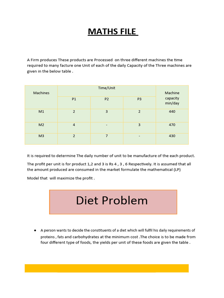 Linear Programming Problems (1) (Repaired) | PDF | Arithmetic Mean