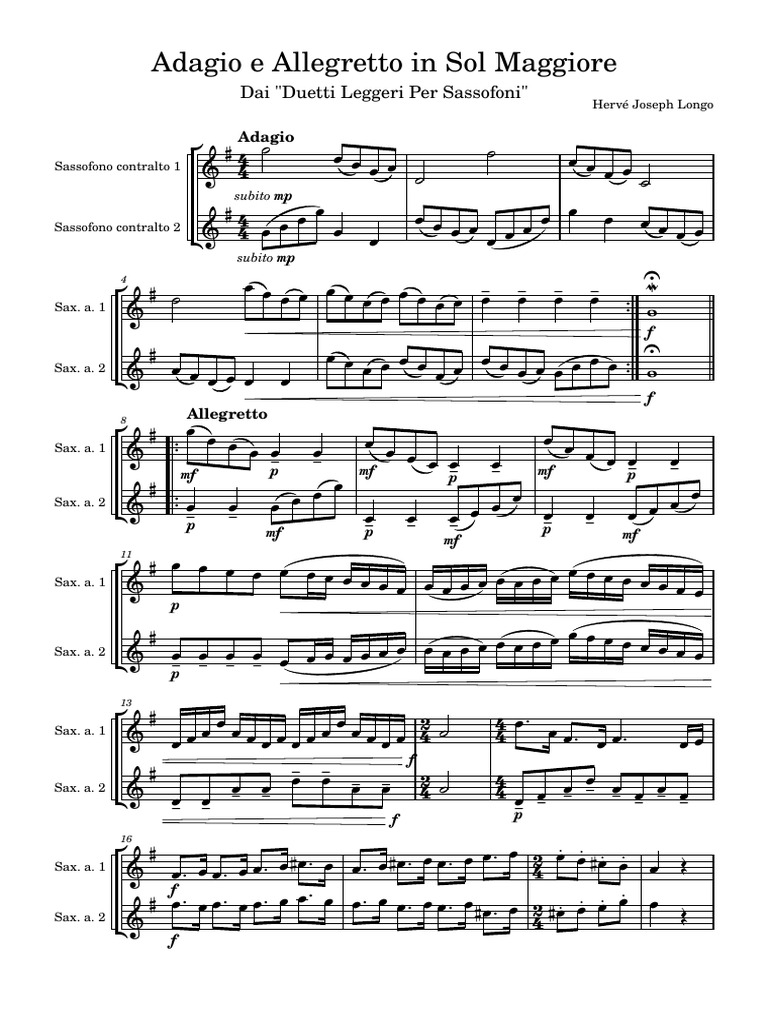 Adagio e Allegretto in Sol Maggiore - Herv Joseph Longo | PDF | Musicology