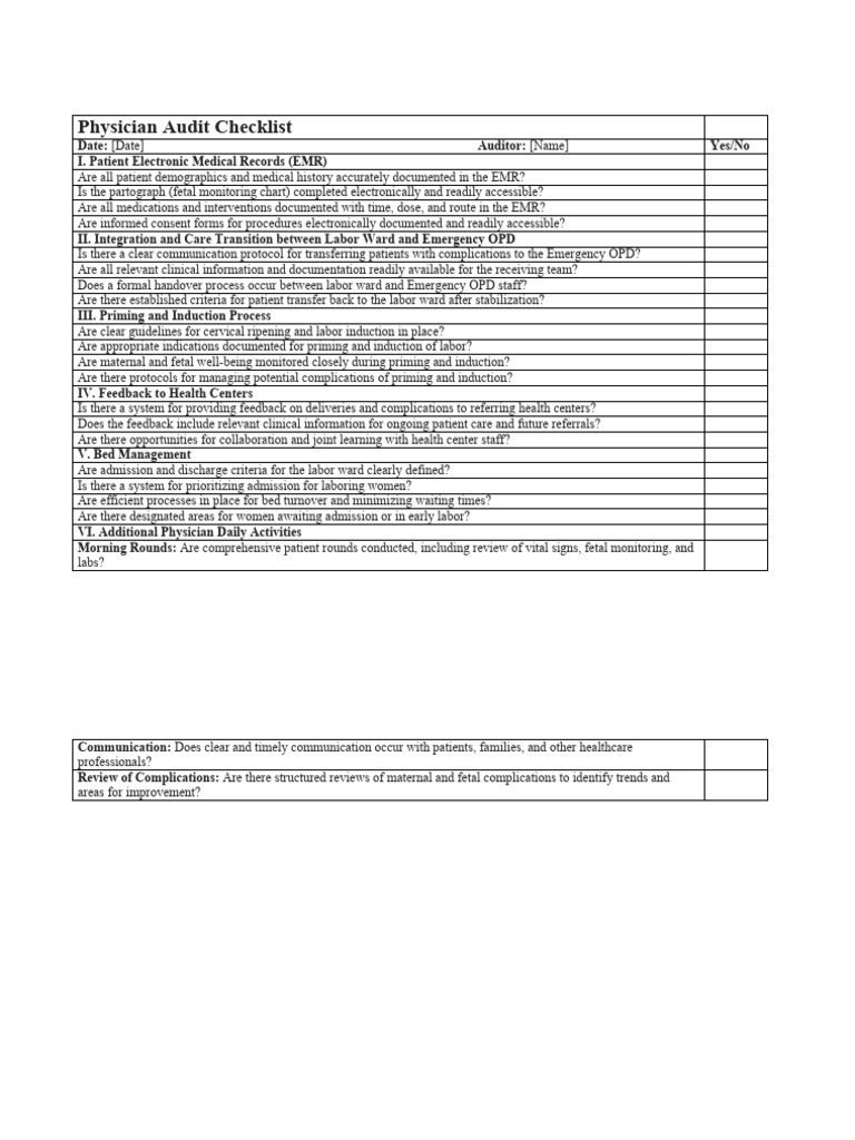 Physician Audit Checklist | PDF