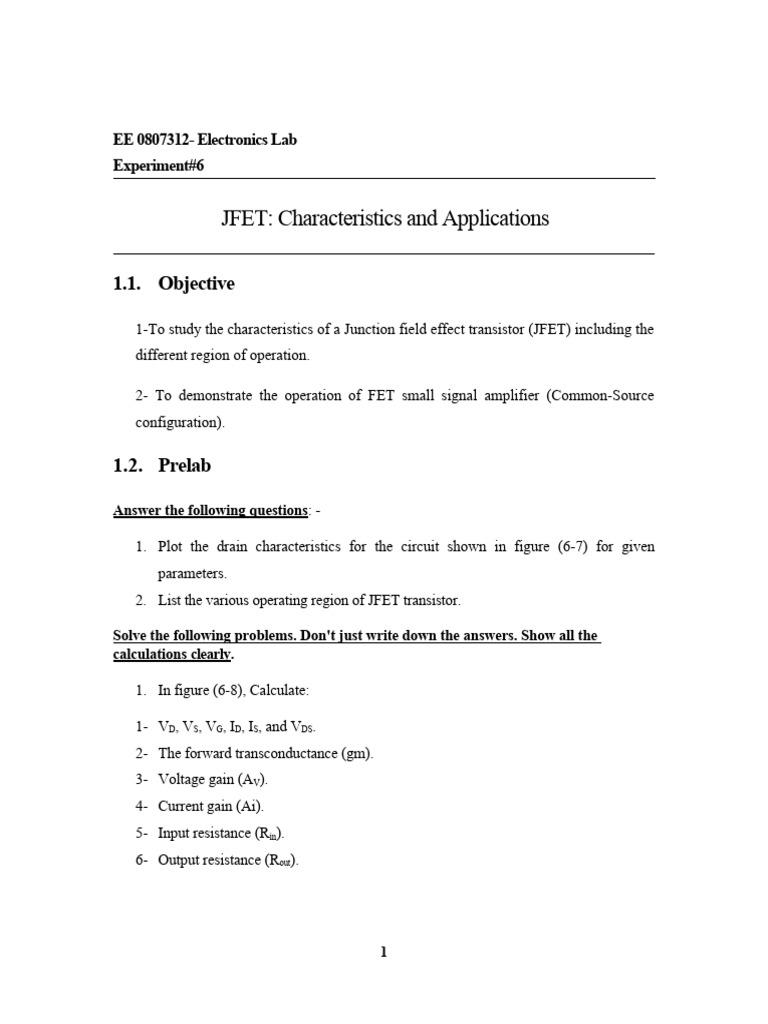 Exp 6 | PDF | Field Effect Transistor | Transistor