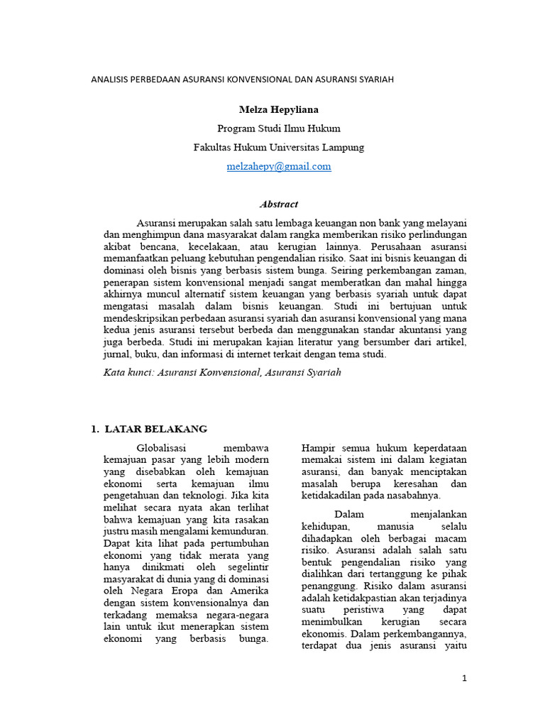 Perbandingan Asuransi Konvensional dan Syariah | PDF