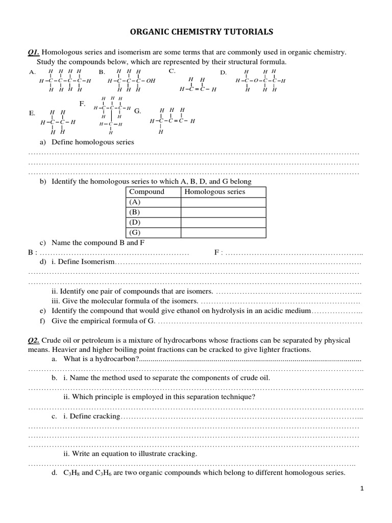 Organic Chem Tutorial F5 | PDF | Isomer | Petroleum