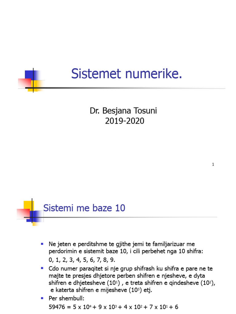 Sistemet Numerike.: Dr. Besjana Tosuni 2019-2020 | PDF