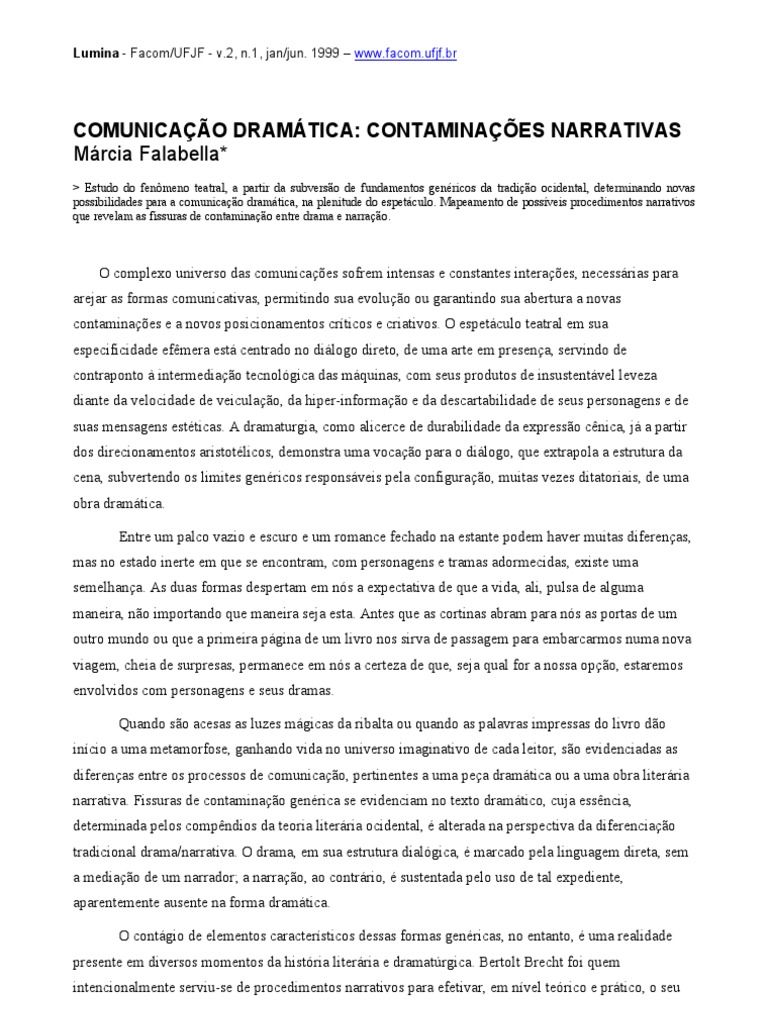 Comunicação Dramática - Contaminações Narrativas | PDF | Teatro | Narração