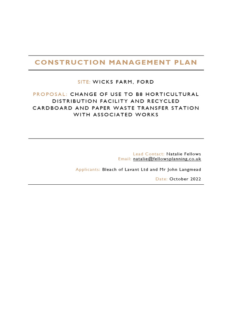 Construction Management Plan | PDF | Traffic | Road