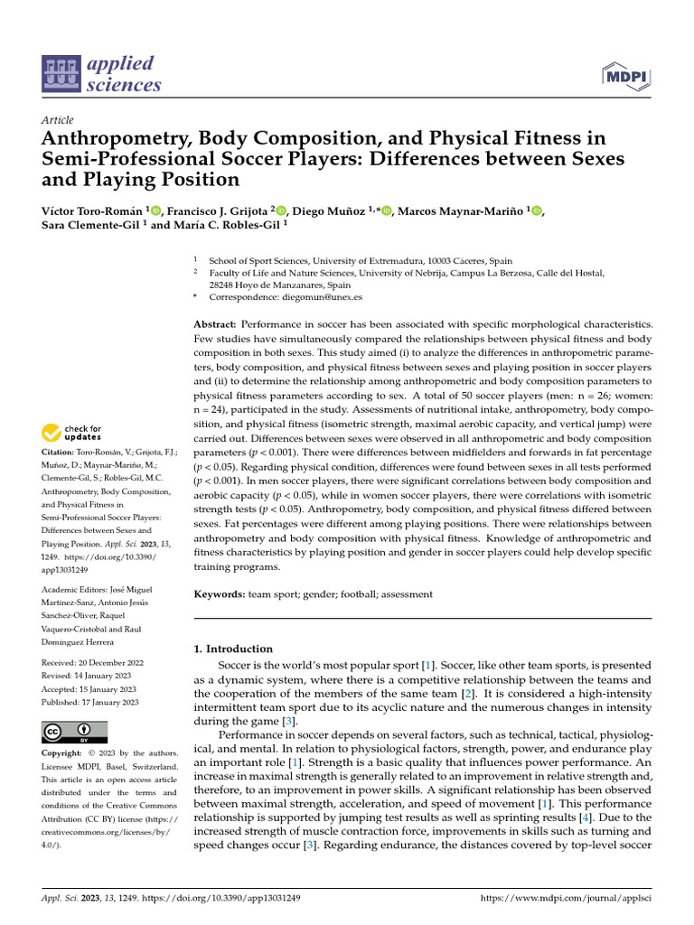 Anthropometry Body Composition and Physical Fitness in Semi ...