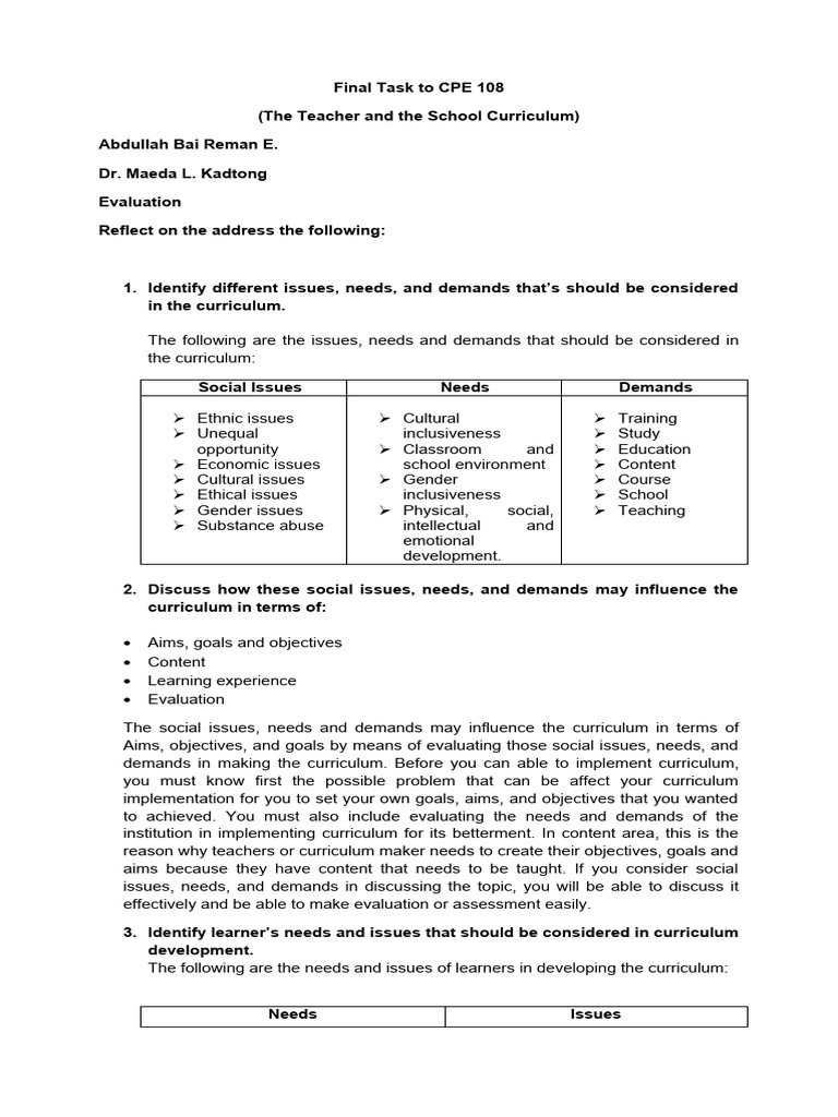CPE108 Lesson 14 Task | PDF | Curriculum | Science