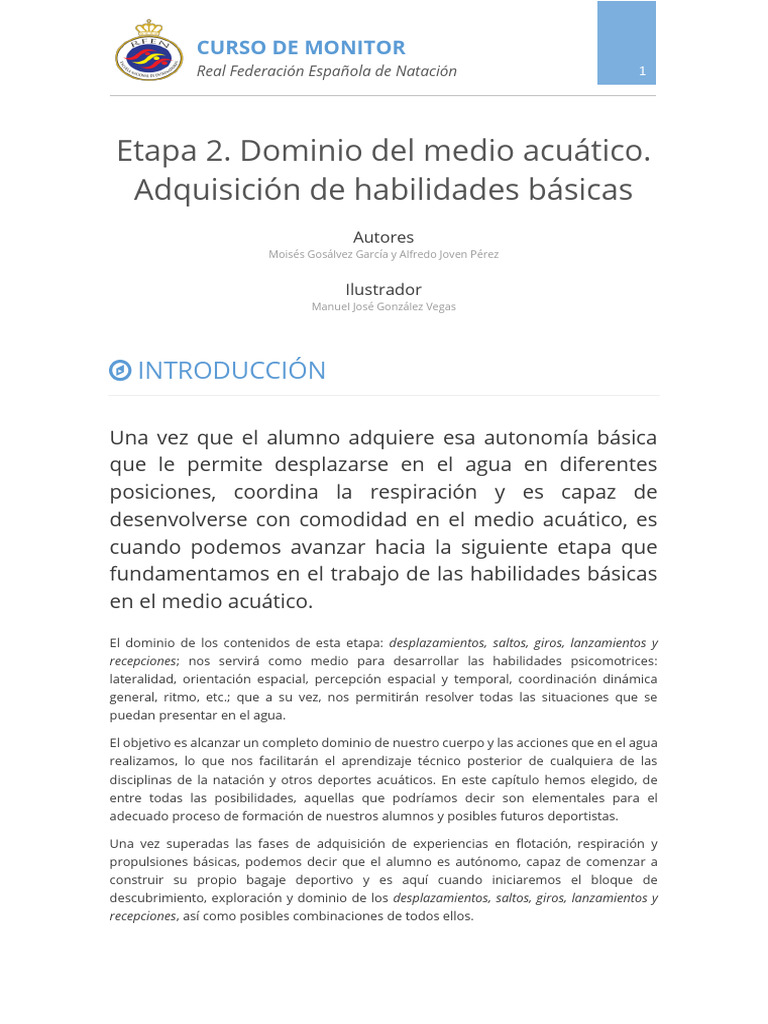 Dominio del Medio Acuático en Natación | PDF | Eje | Nadando