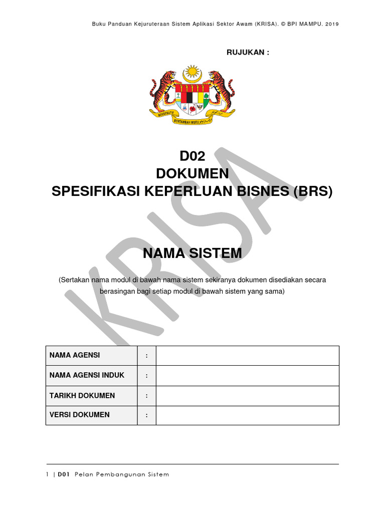 SPESIFIKASI_KEPERLUAN_BISNES_BRS | PDF