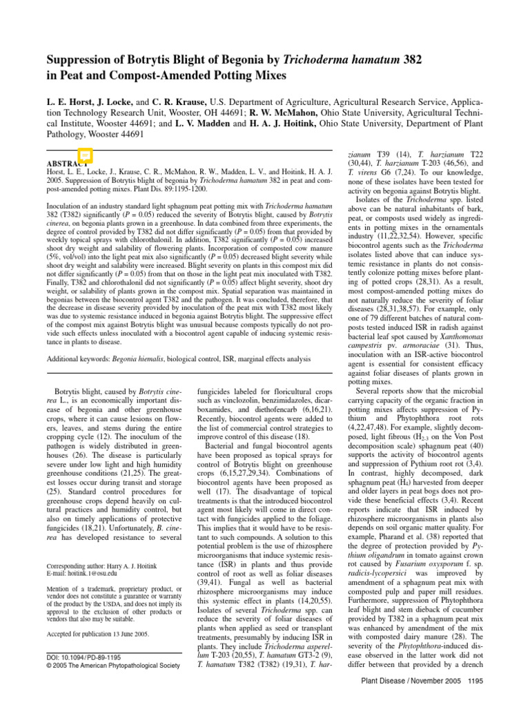 Botrytis Blight Control in Begonias | PDF | Biological Pest Control ...